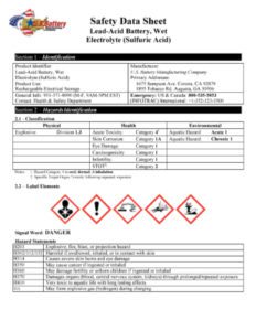 Safety Data Sheets - U.S. Battery Mfg. Co.
